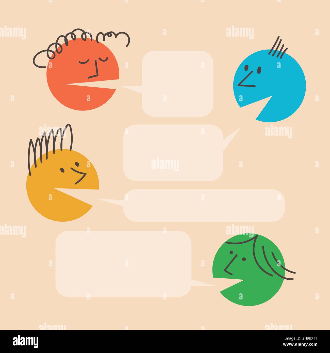 Dialogue template. People talk, argue. Men and women are discussing ...