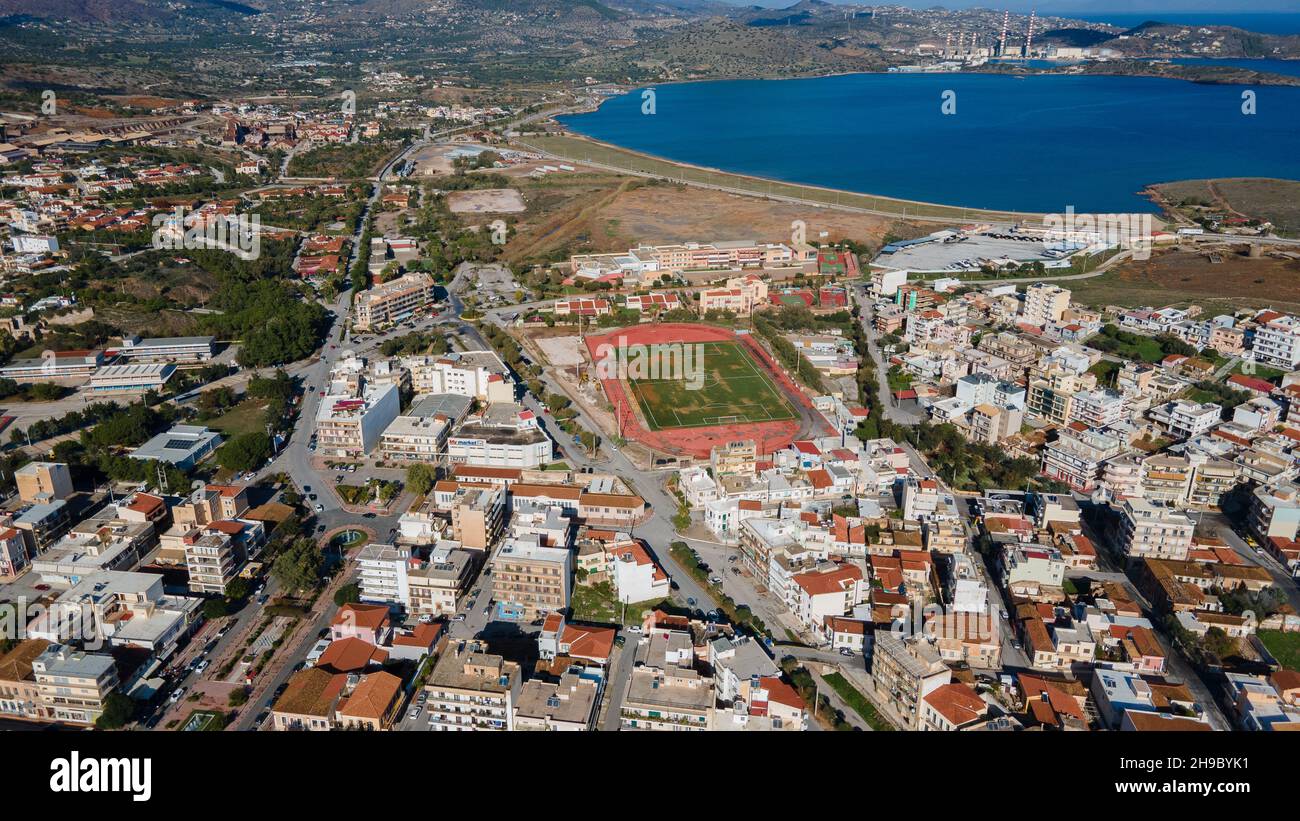 Aerial view of the north side of Lavrio village at Greece Stock Photo ...
