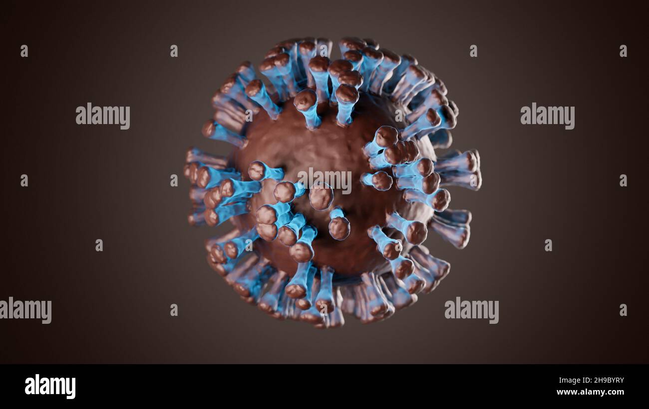 Illustration of a single virus cell model against dark background Stock ...