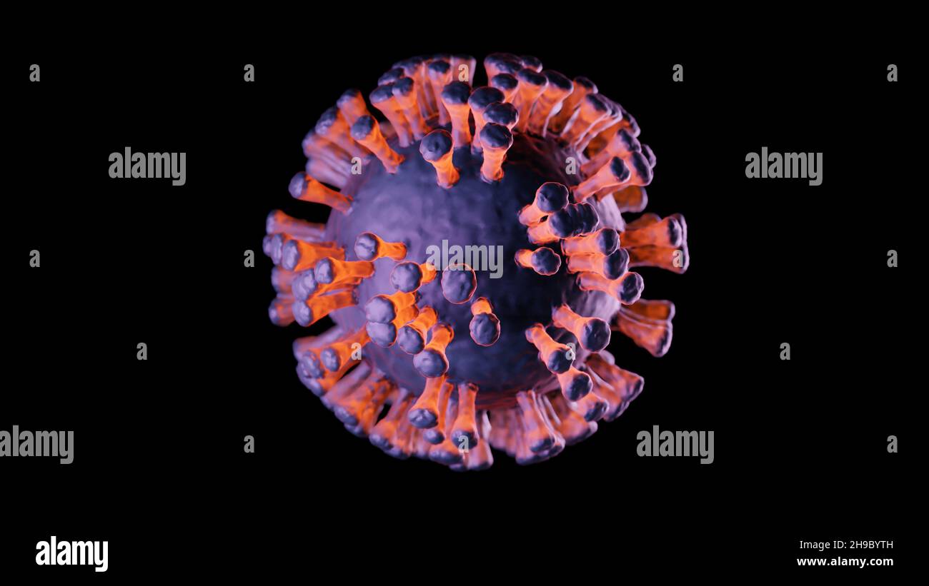 Illustration of a single virus cell model against dark background Stock ...