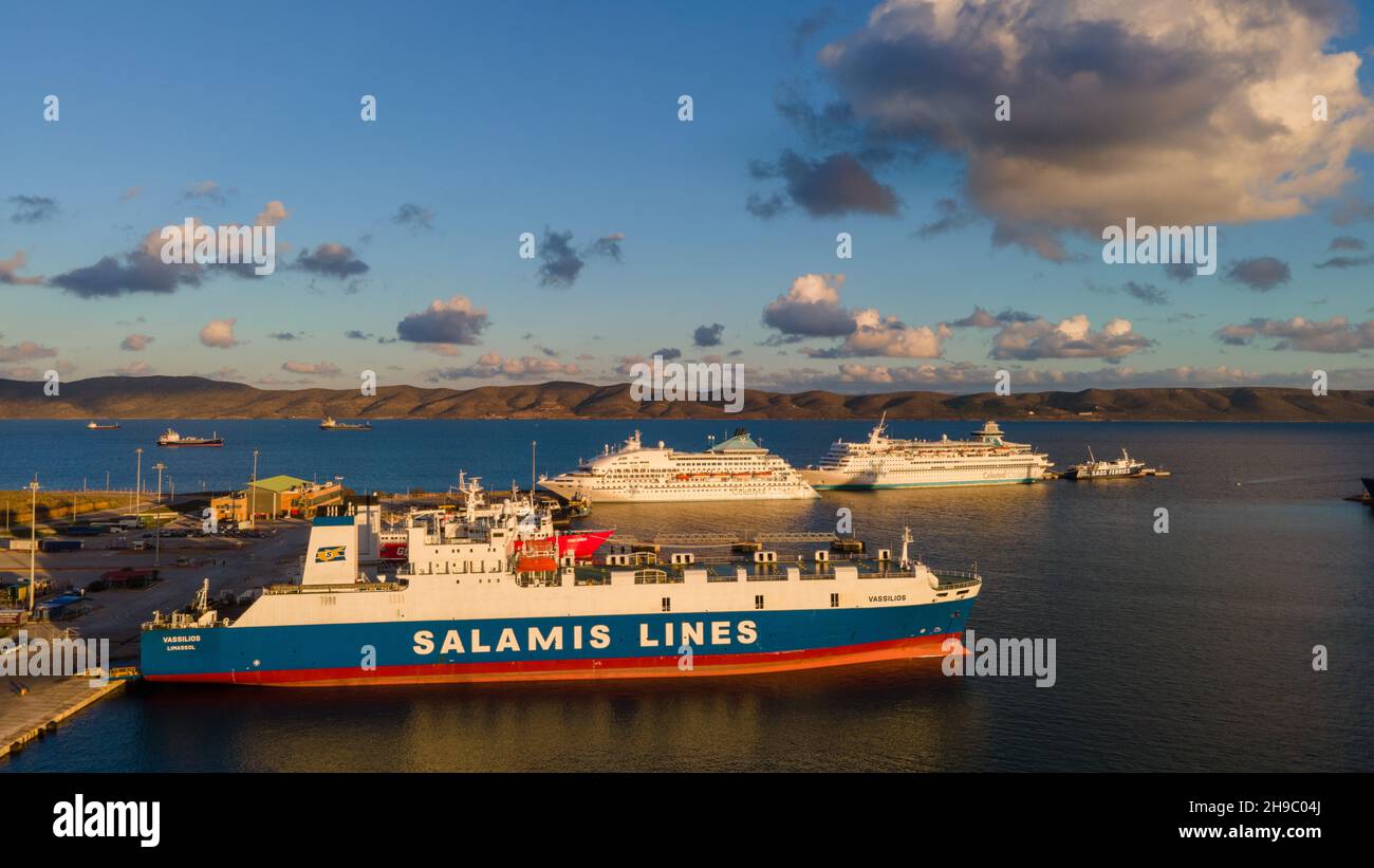 Vassilios of Salamis Lines at Lavrio port,Greece Stock Photo - Alamy