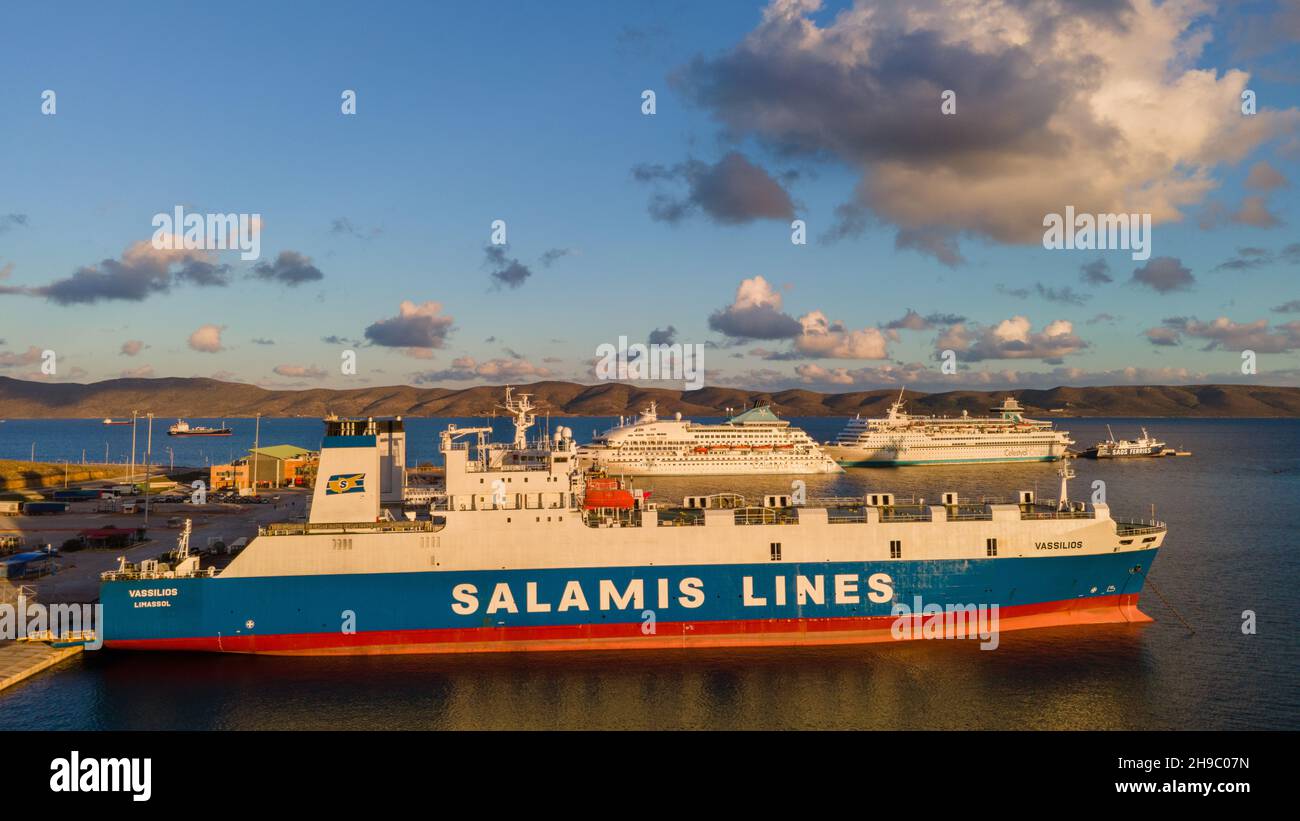 Vassilios of Salamis Lines at Lavrio port,Greece Stock Photo - Alamy