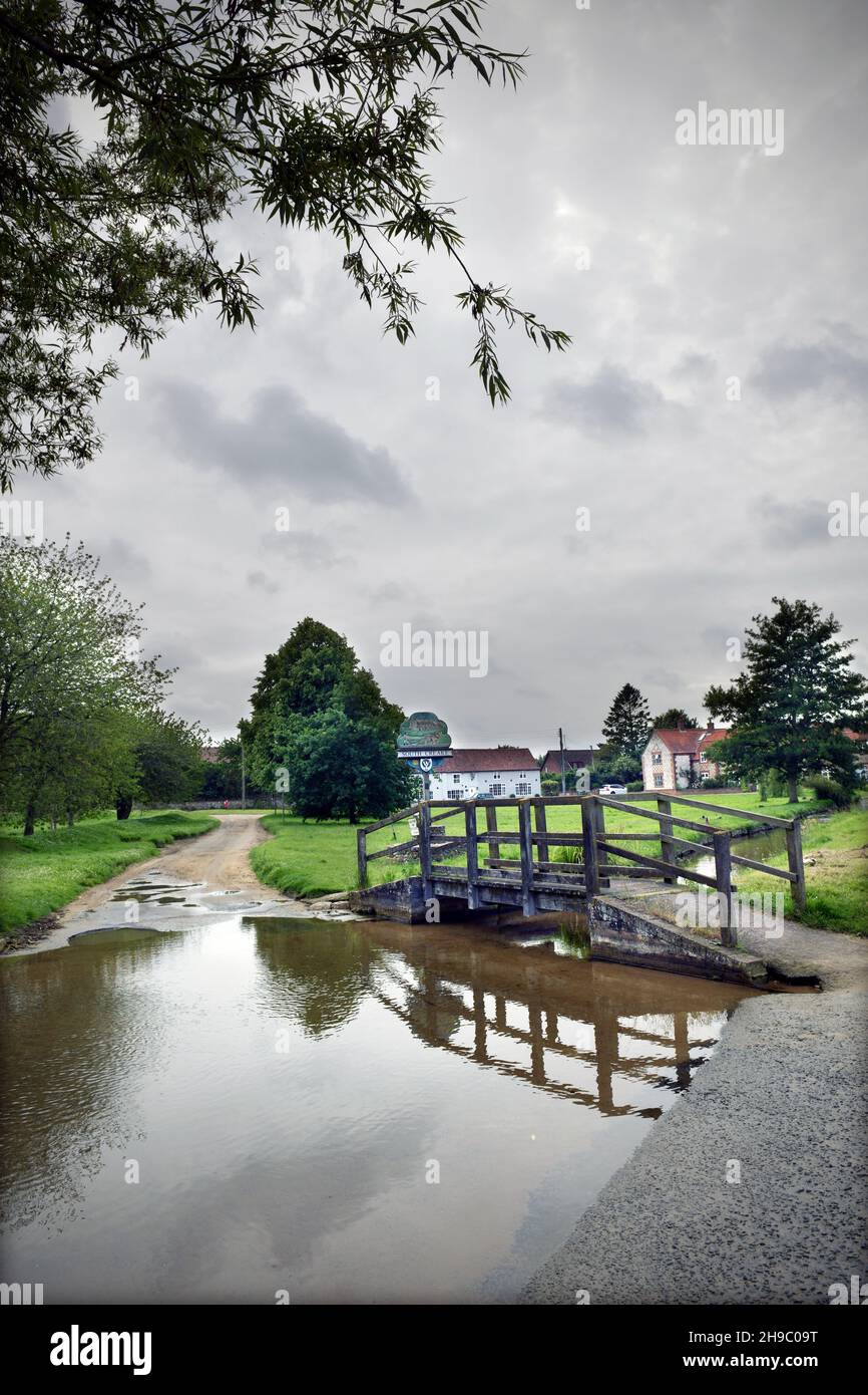 village ford across stream south creake norfolk england Stock Photo - Alamy