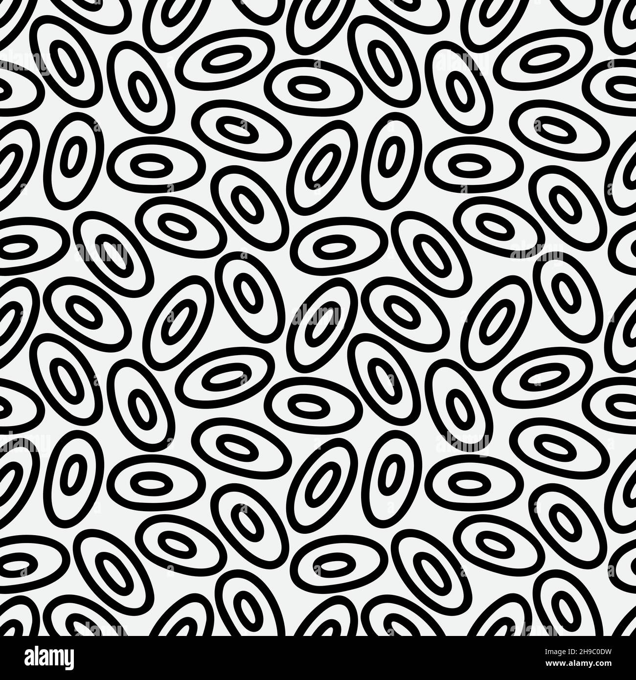 Abstract hand drawn seamless pattern, black and white oval texture ...