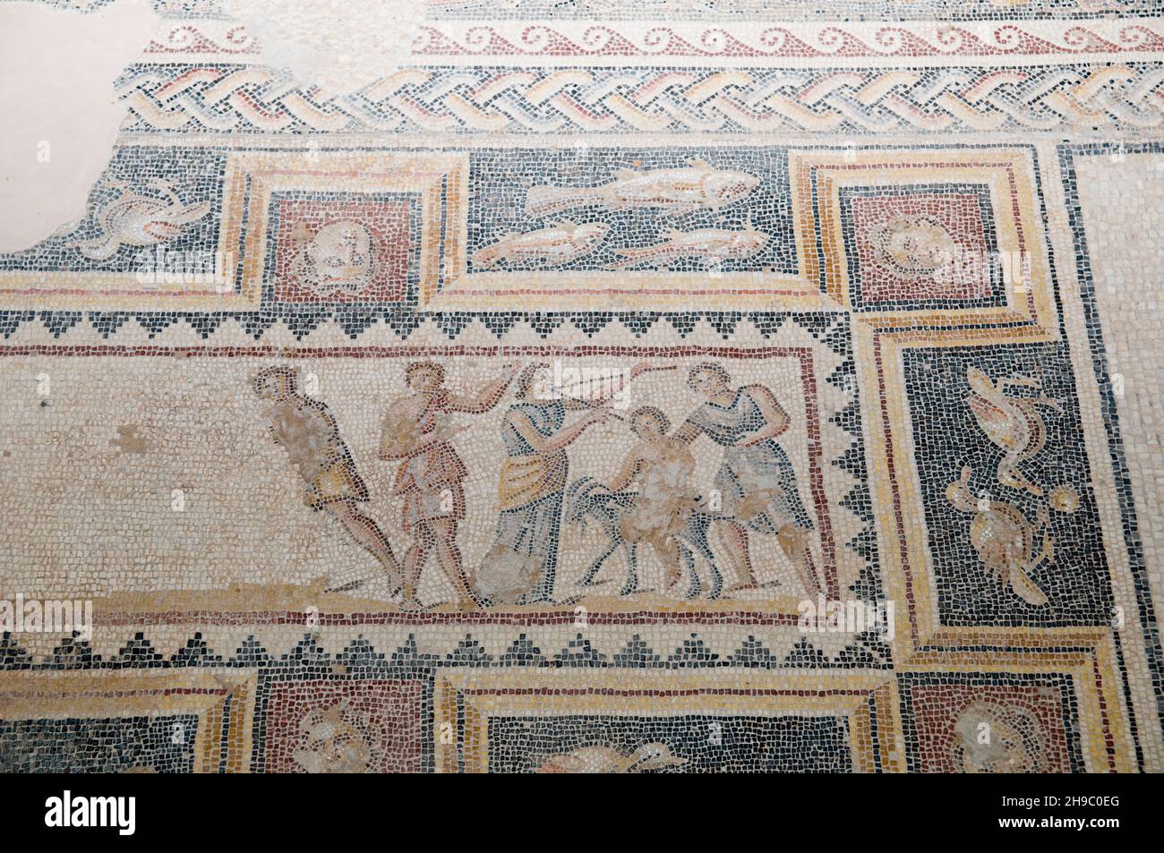 Dionysus Mosaic, Mosaic floor of the roman villa. Procession of ...