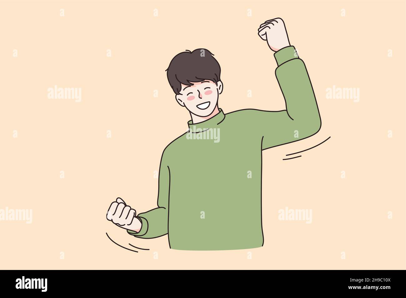 Feeling strong and powerful concept. Young smiling boy wearing jacket ...