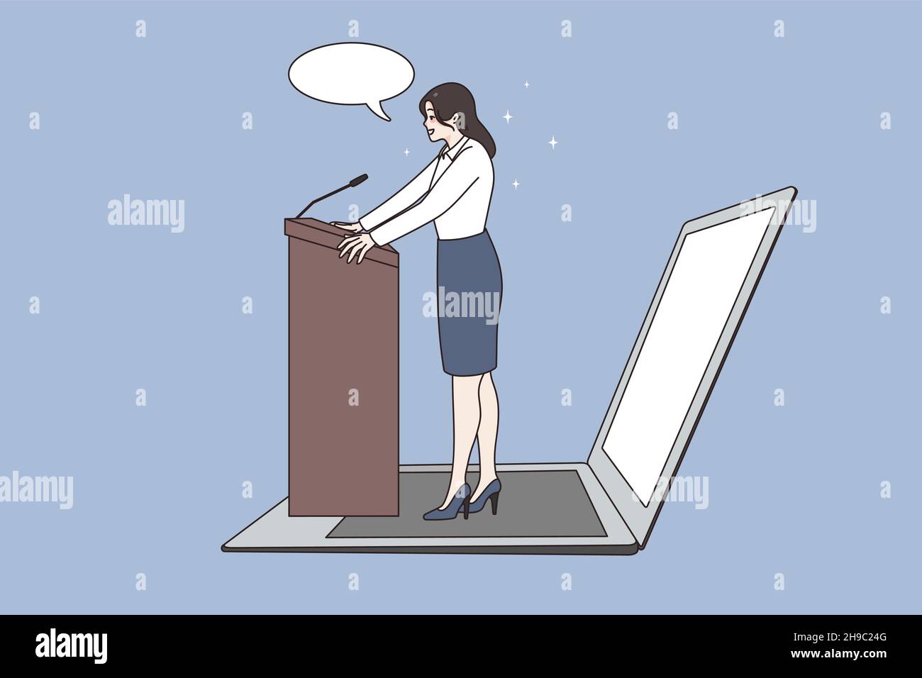 Online conference and virtual meeting concept. Woman worker speaker ...