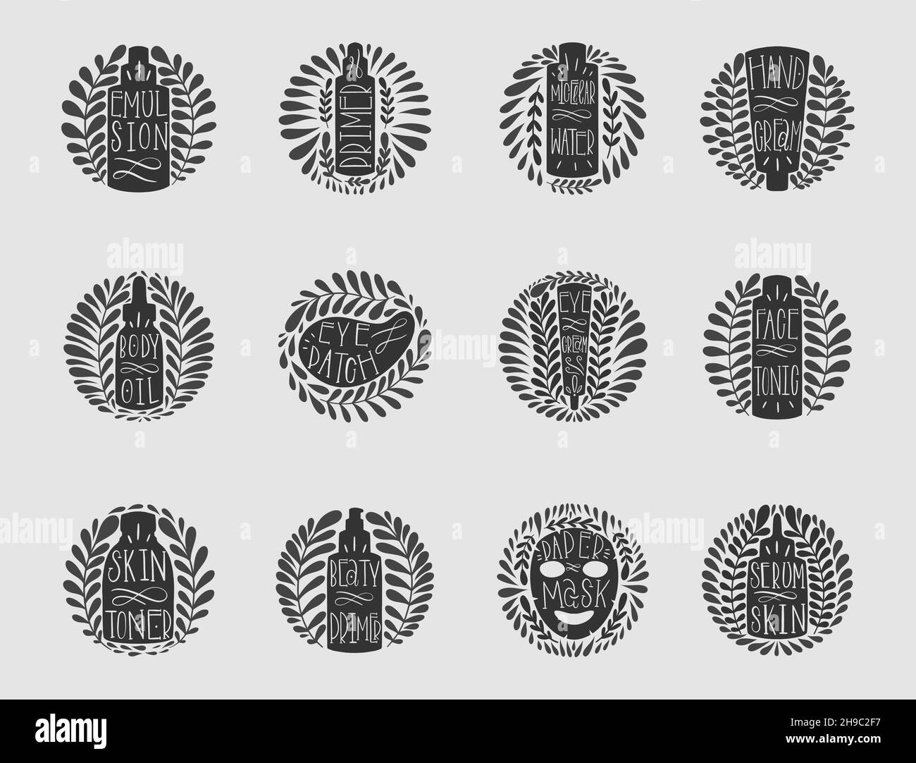 Logo symbol icon element set.Vintage hand drawn style. Stamp for round ...