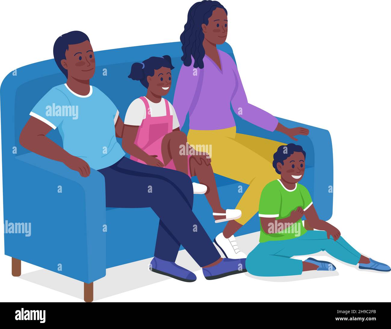 Parents children bonding semi flat color vector characters Stock Vector ...