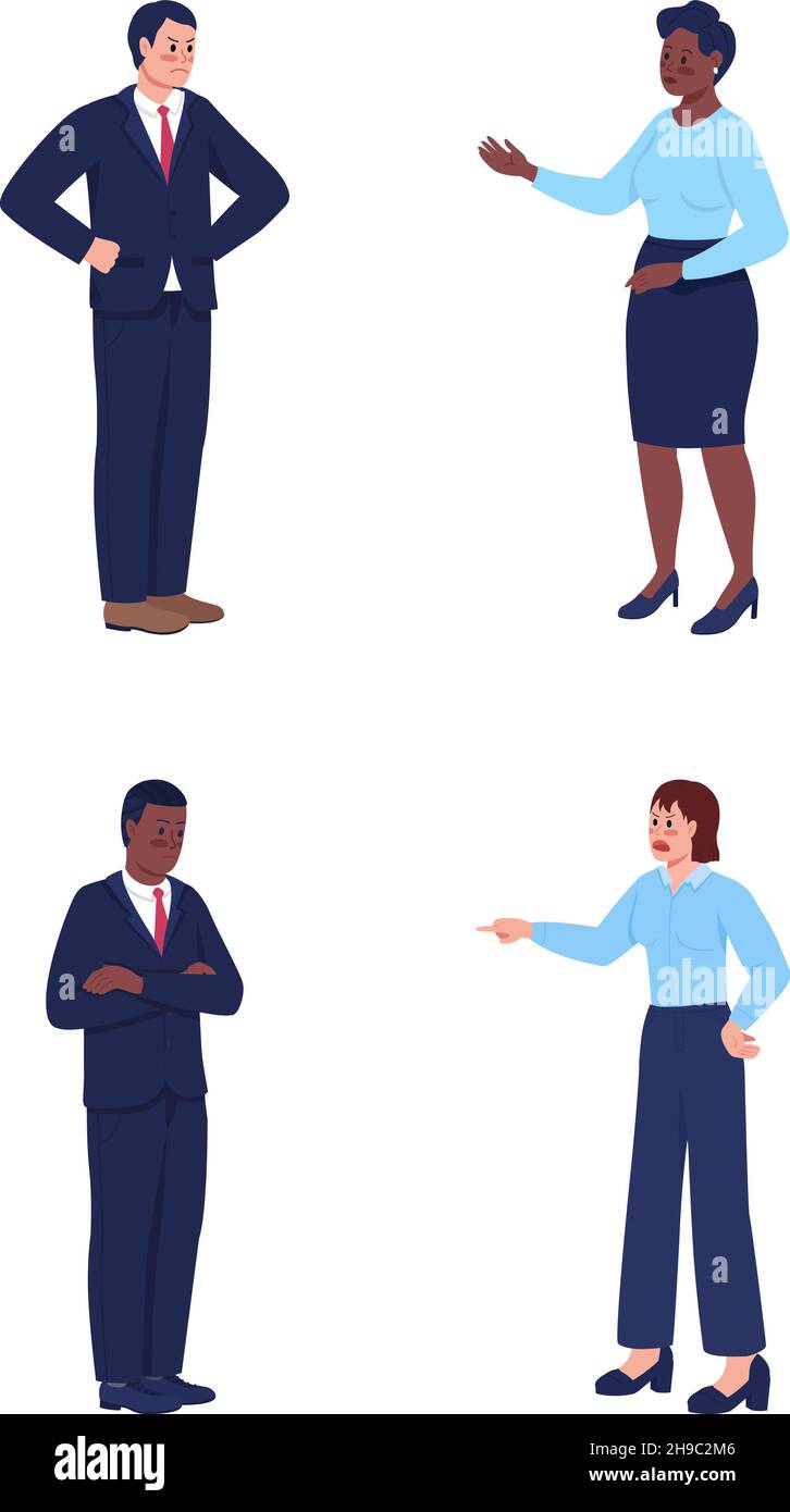 Furious boss semi flat color vector character set Stock Vector Image ...