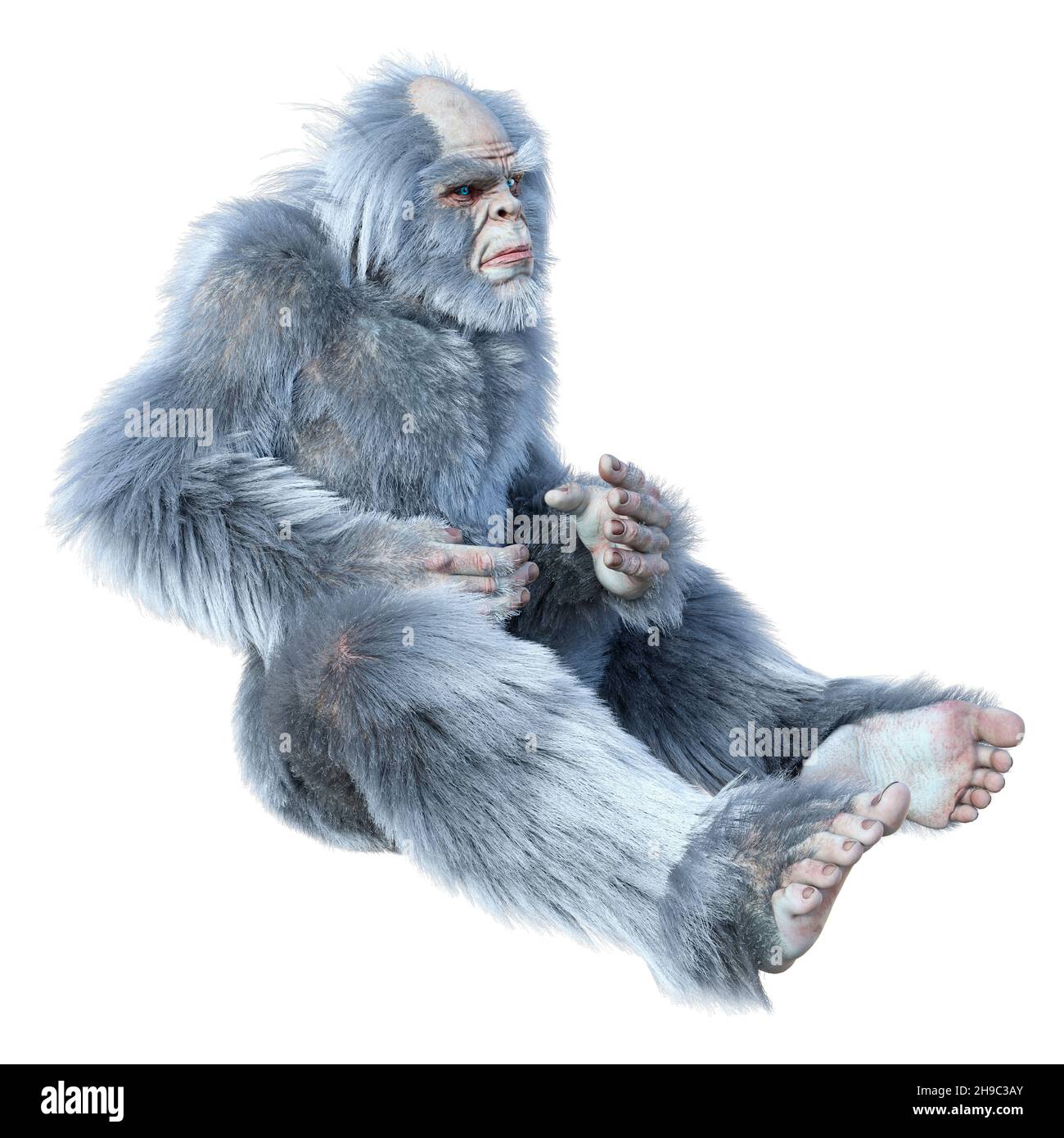 3D rendering of a fantasy creature yeti isolated on white background ...