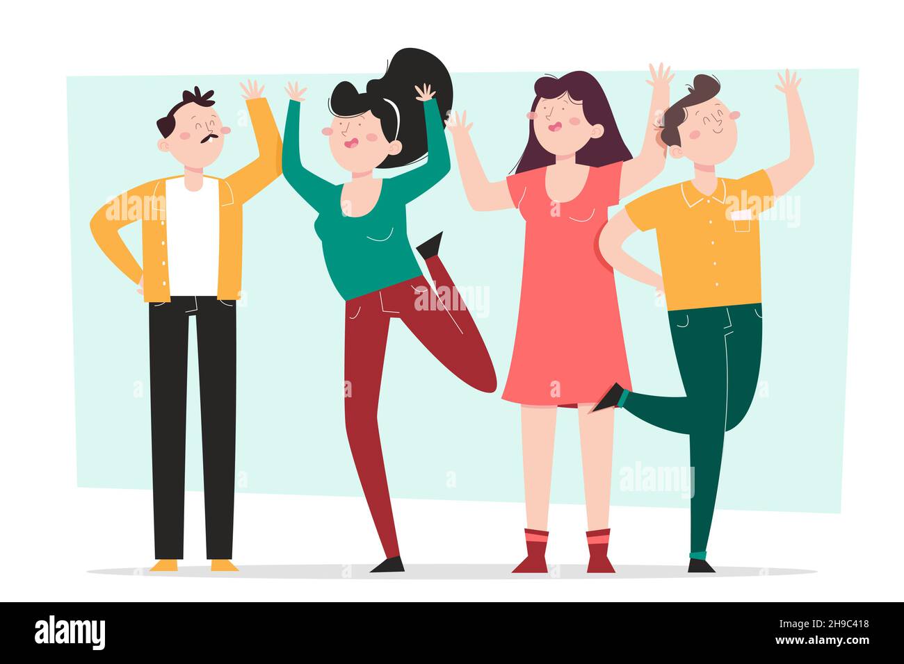 Hand drawn flat design people waving illustration Vector illustration ...