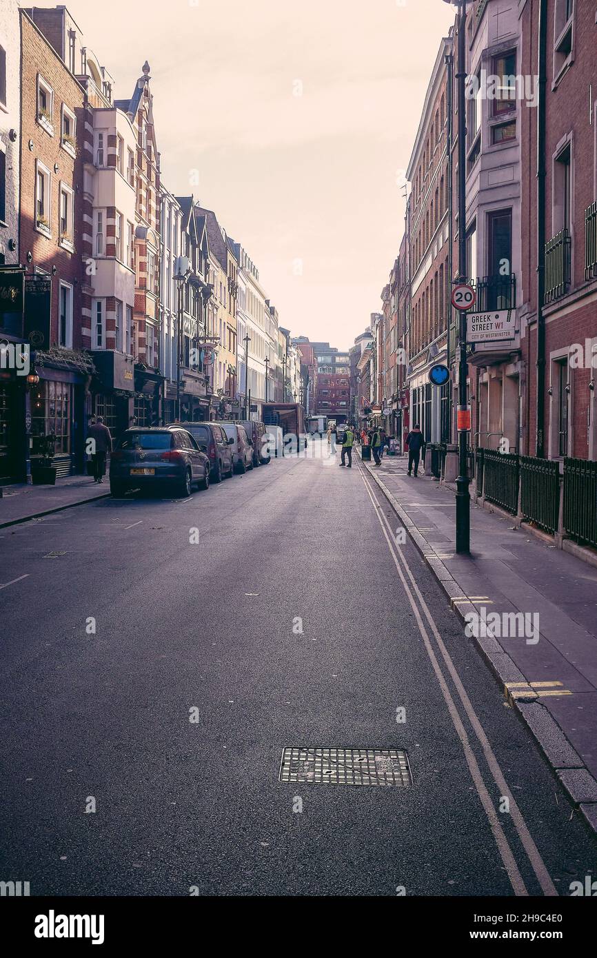 Greek Street in Soho, London Stock Photo - Alamy