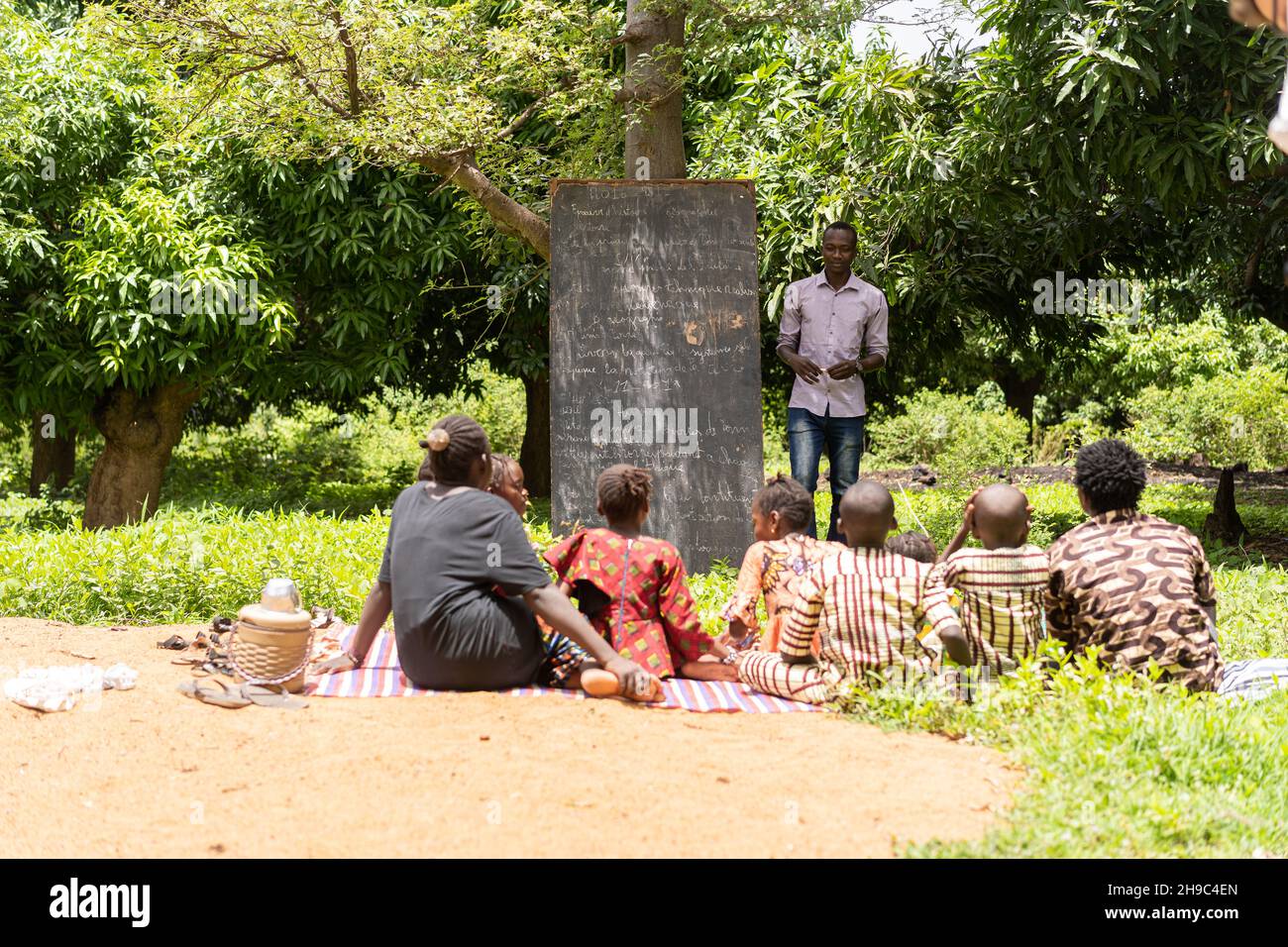 Open air school in a poor rural village in subaharian African Stock ...