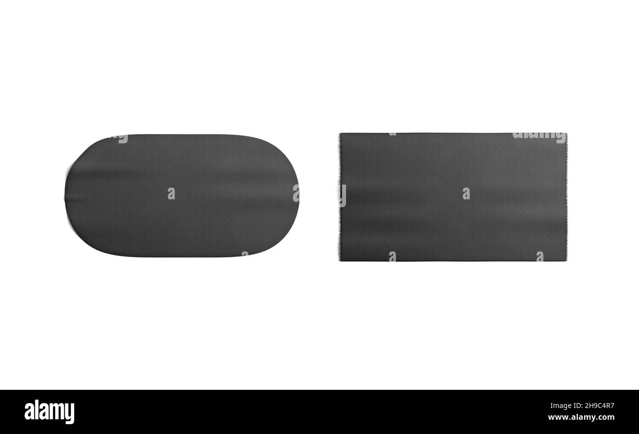 Blank black oval and rectangle interior carpet mockup, top view Stock ...