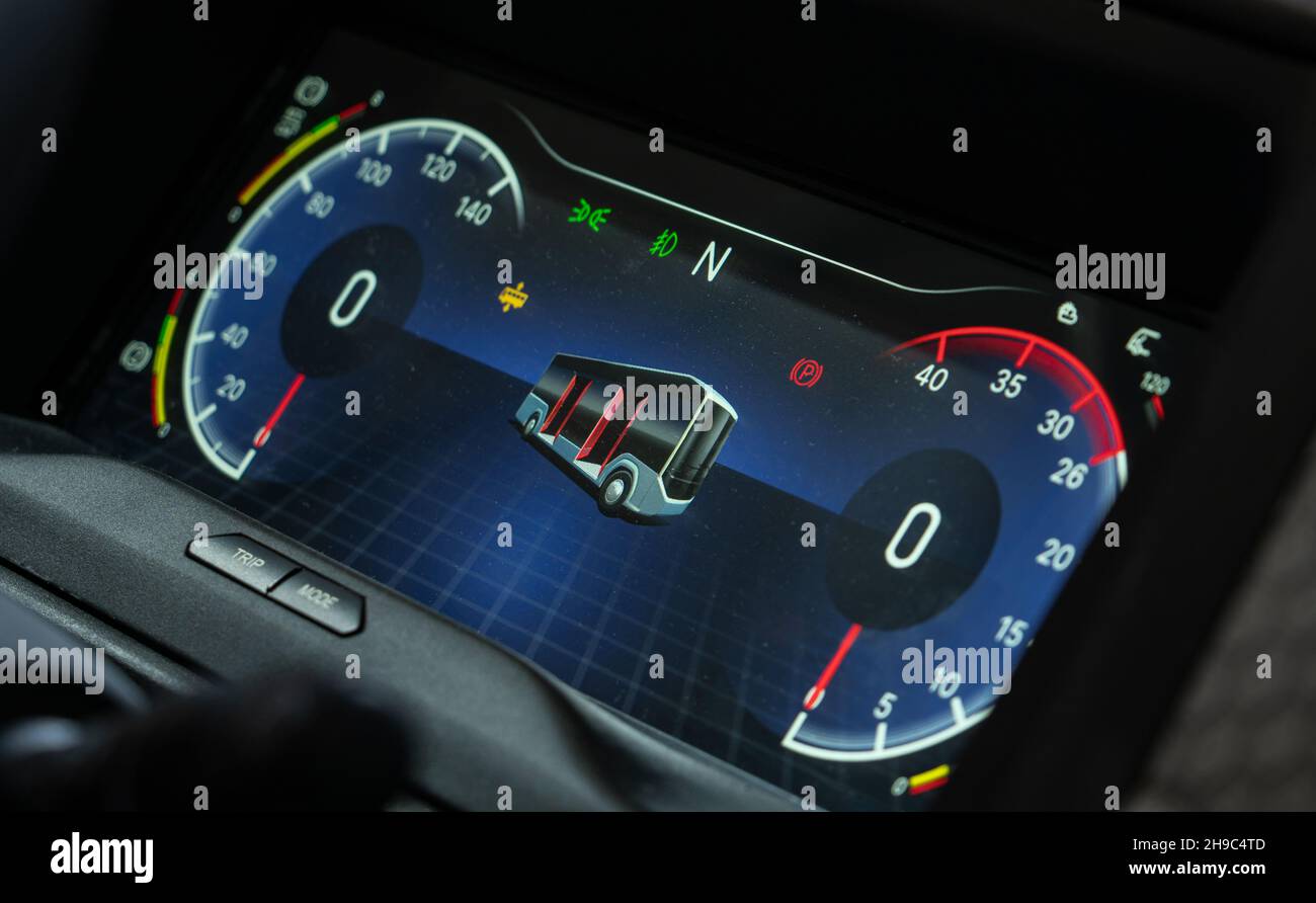 Virtual dashboard of a modern bus Stock Photo - Alamy