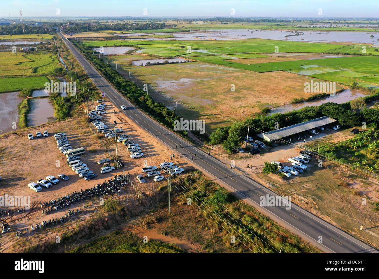 Prey Veng. 6th Dec, 2021. Aerial photo taken on Dec. 6, 2021 shows a ...