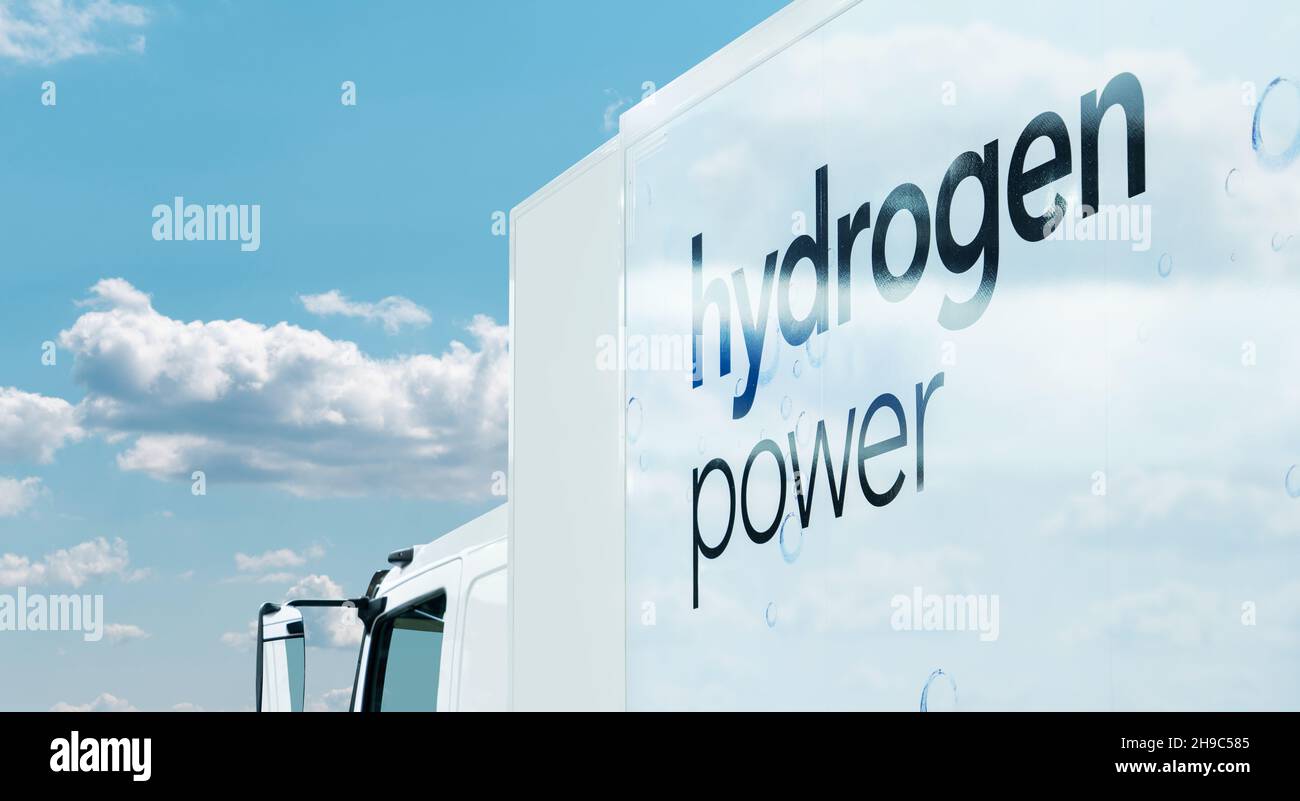 Hydrogen fuel cell semi truck. Eco-friendly commercial vehicle concept ...
