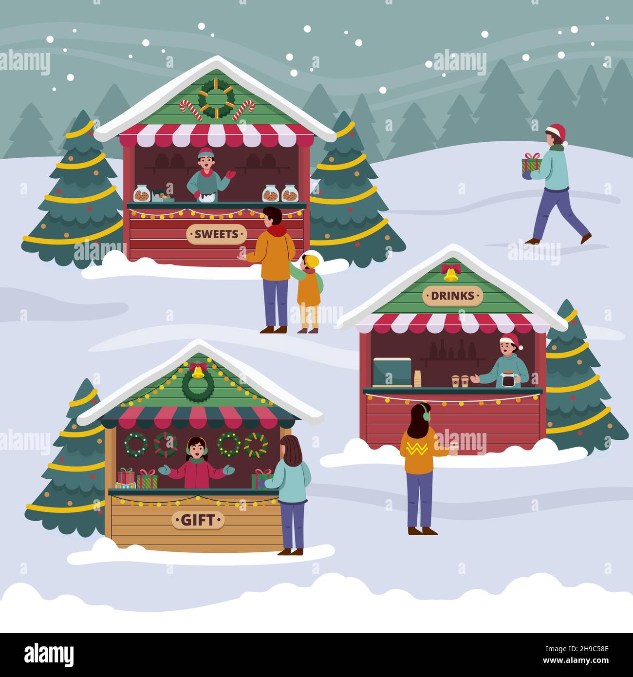 Christmas market town Stock Vector Images - Alamy