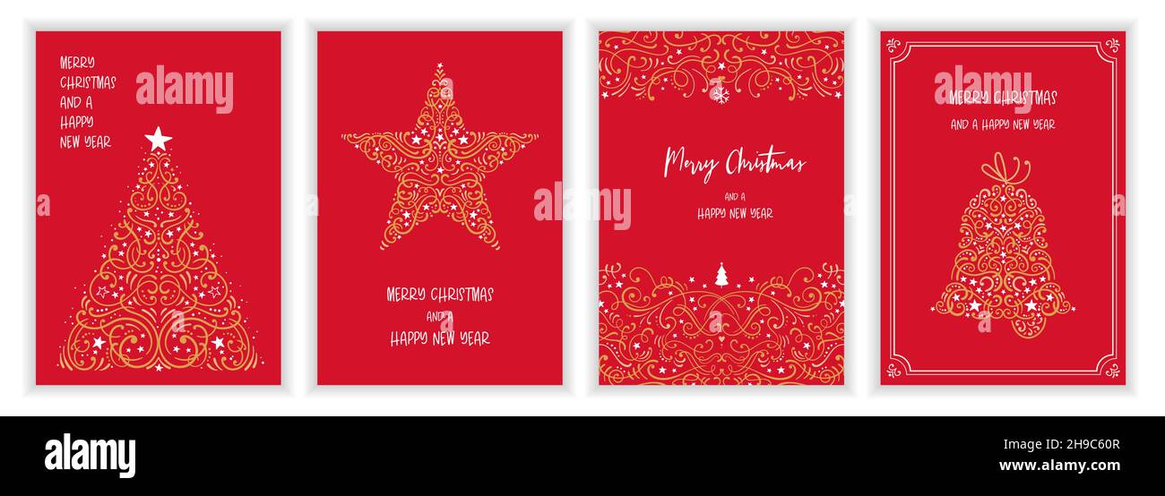 Elegant hand drawn Christmas Card design, vintage elements, great for ...