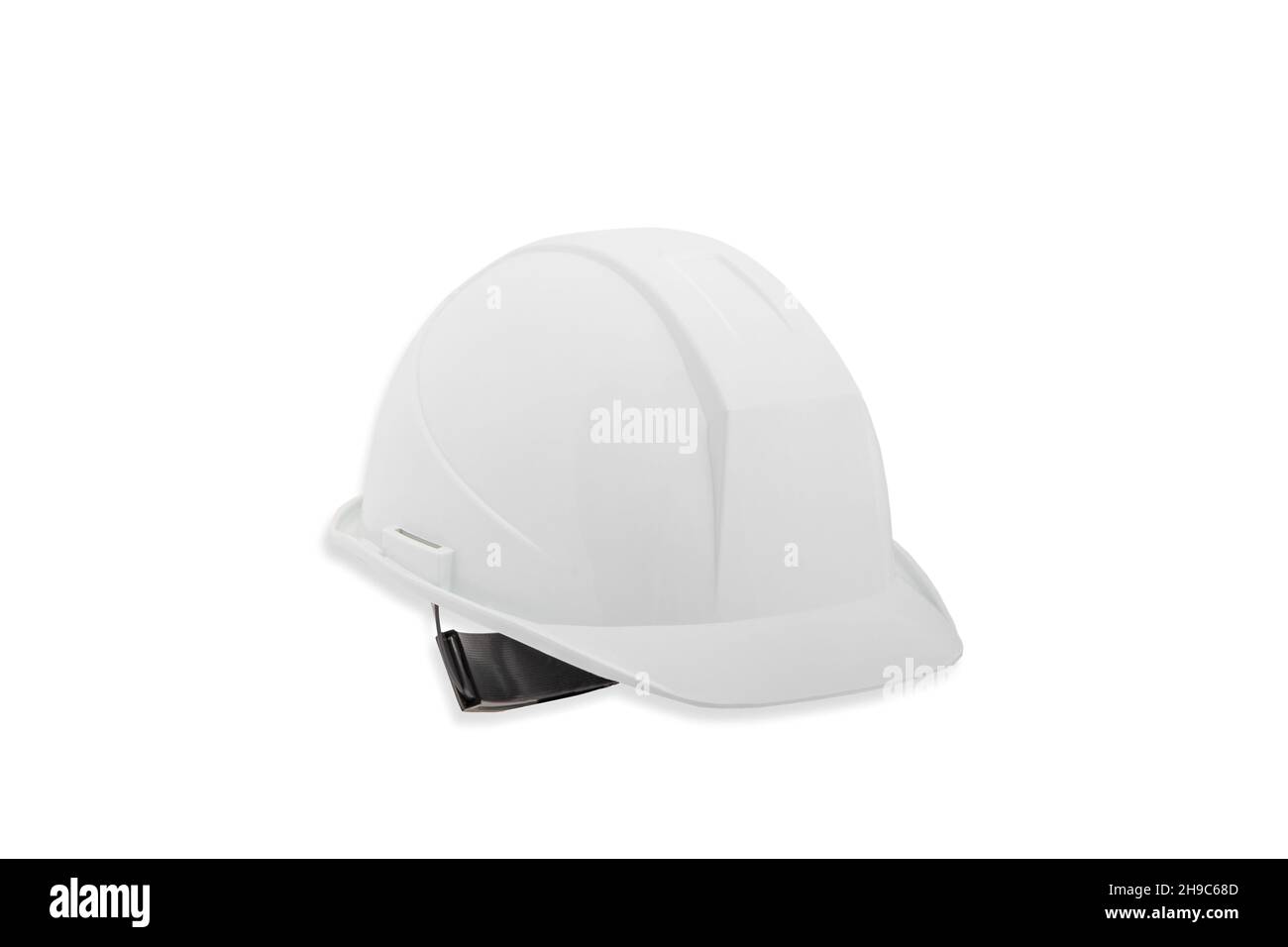Workman's helmet in white isolated on white background Stock Photo - Alamy