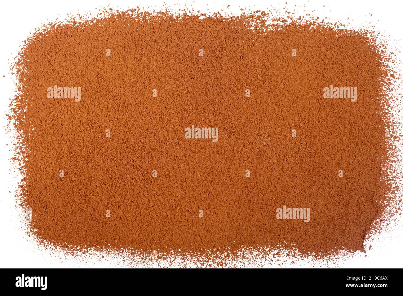 Cocoa powder background with copy space isolated on white background ...