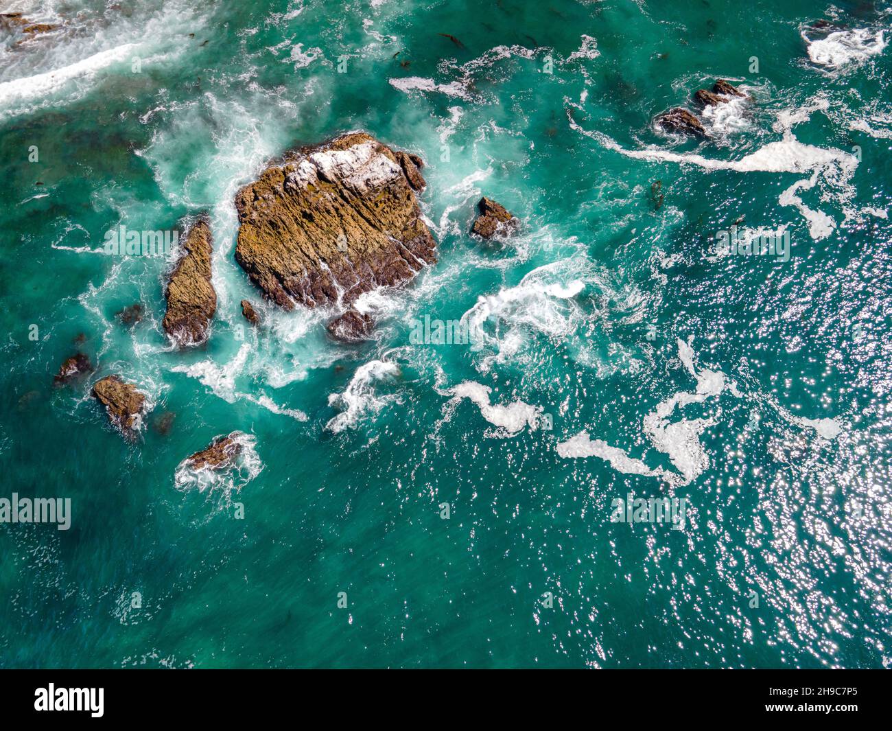 Aerial view of a beautiful seascape with buildings in Laguna beach ...