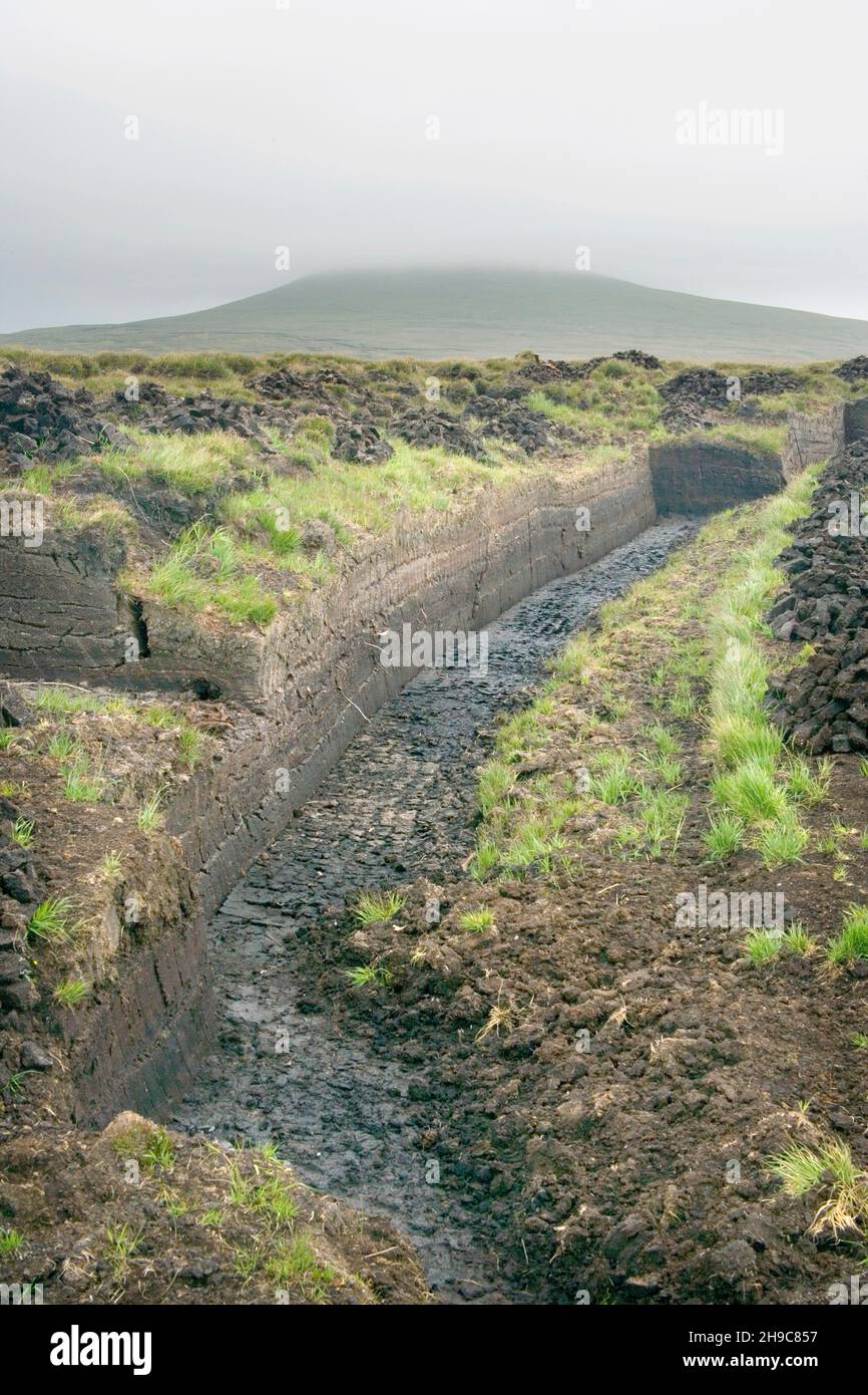 digging peat for fuel in county clare southern ireland Stock Photo - Alamy