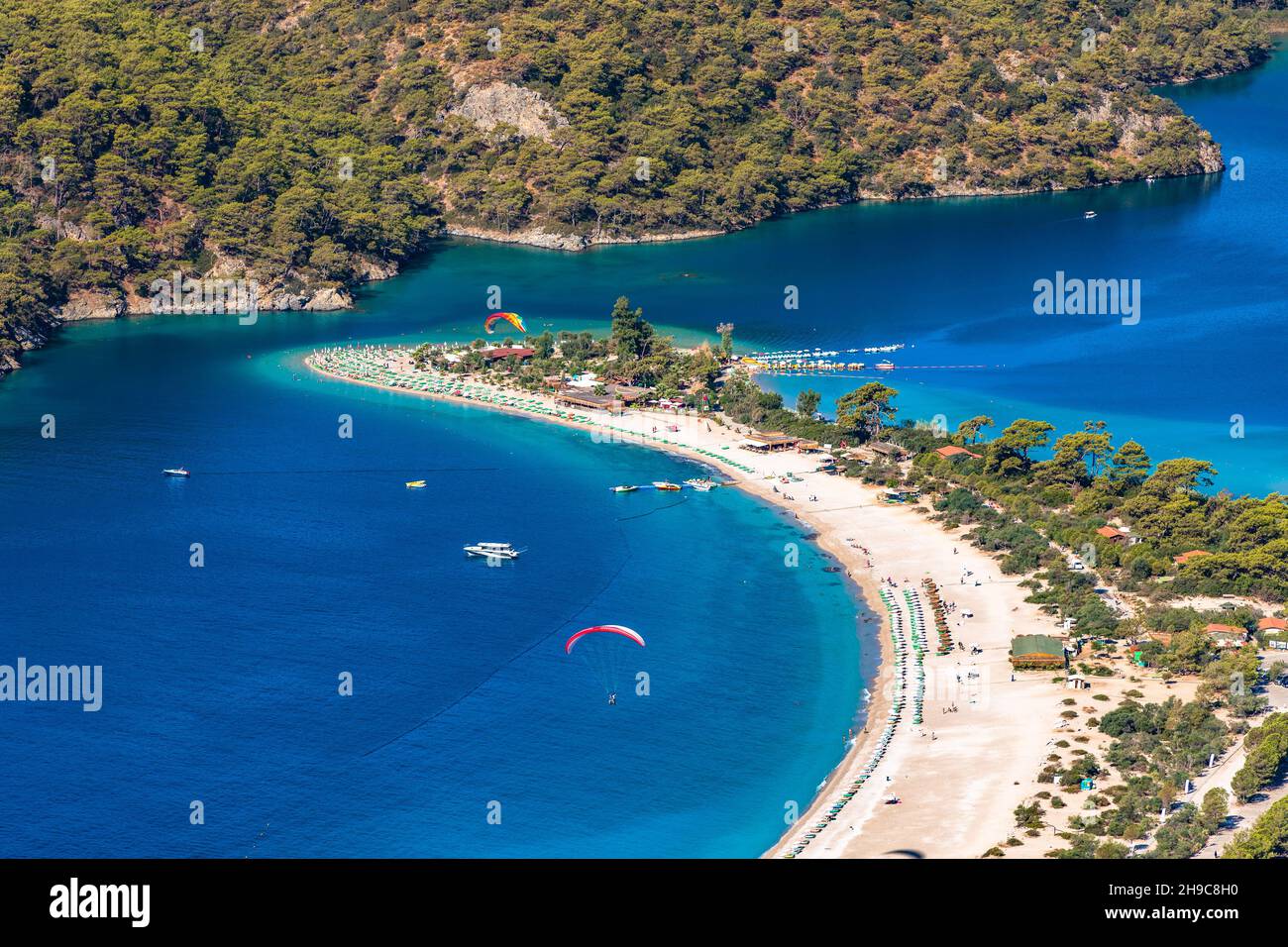 Panoramic view of Oludeniz beach and Blue lagoon, Fethiye, Turkey Stock ...