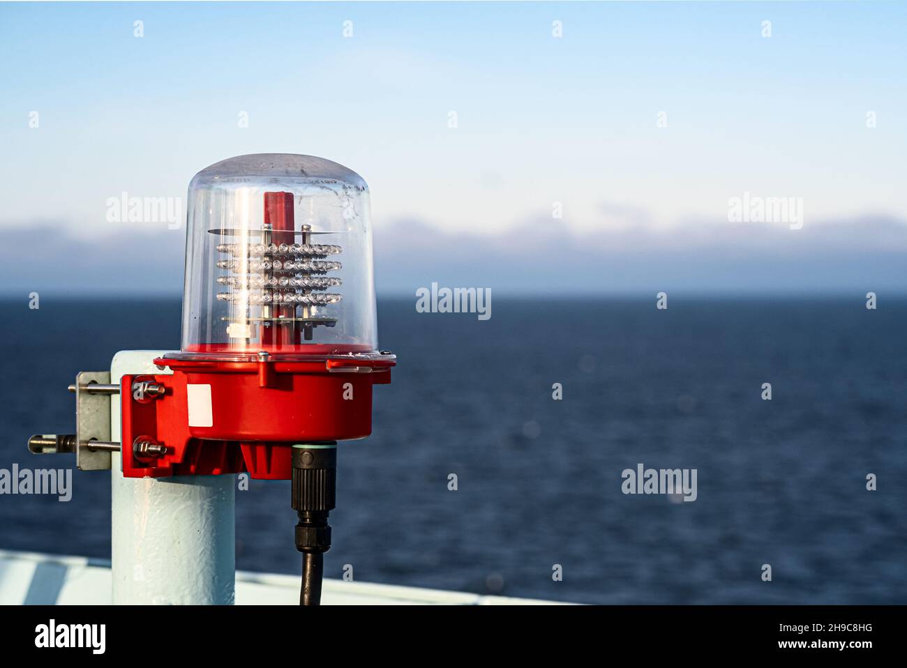 External deck lights of the ship. Signal marker lamp of the ship Stock ...