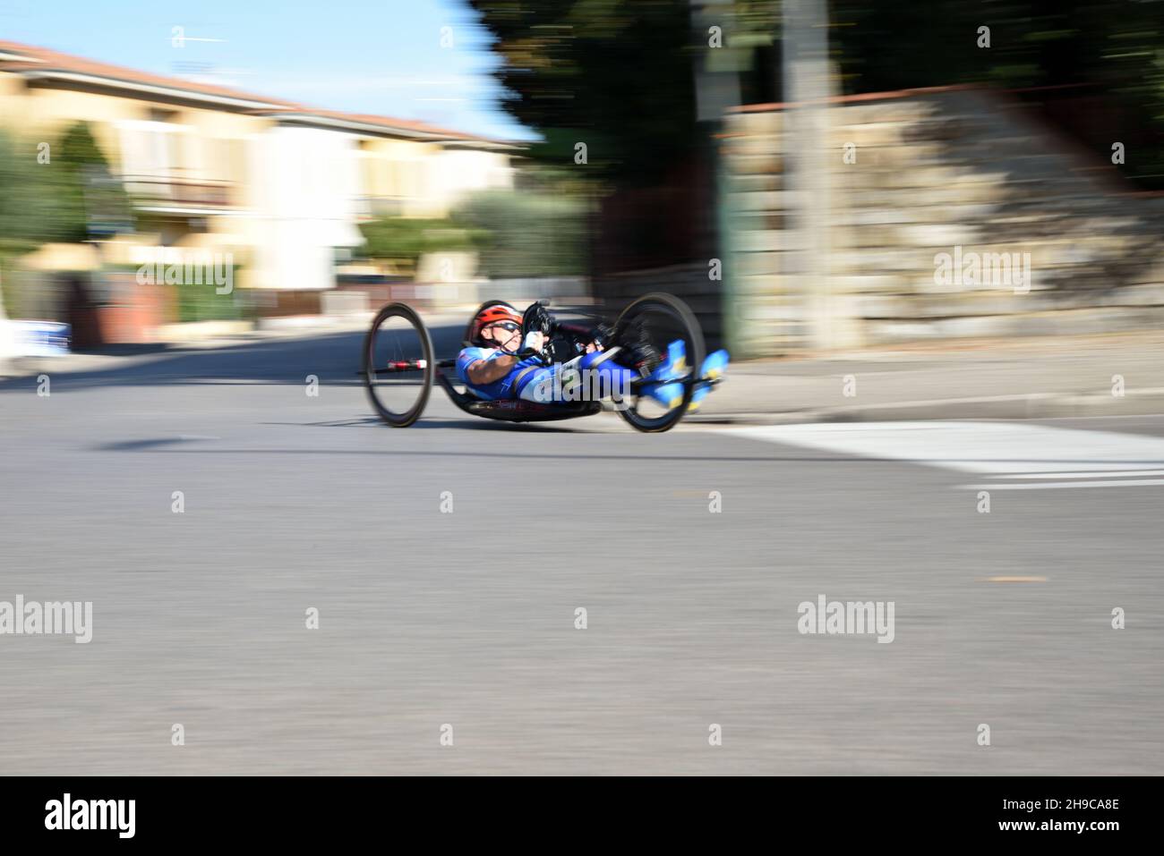 Disabled person at a handbike race in Campi Bisenzio, Italy Stock Photo ...