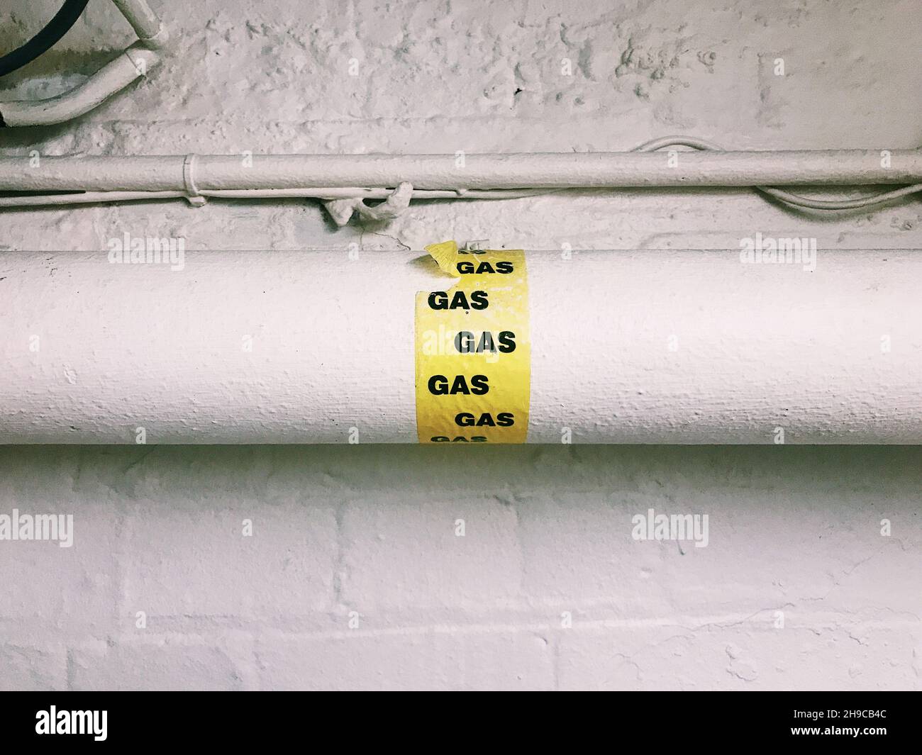 Gas pipe with gas labels. London, England Stock Photo - Alamy