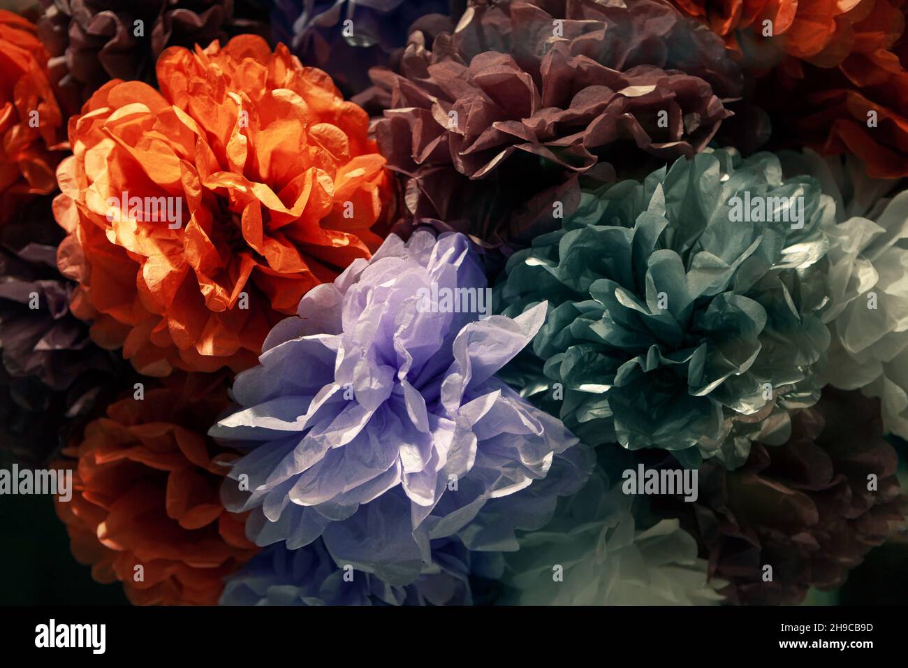 Artificial colorful flowers made by paper Stock Photo - Alamy
