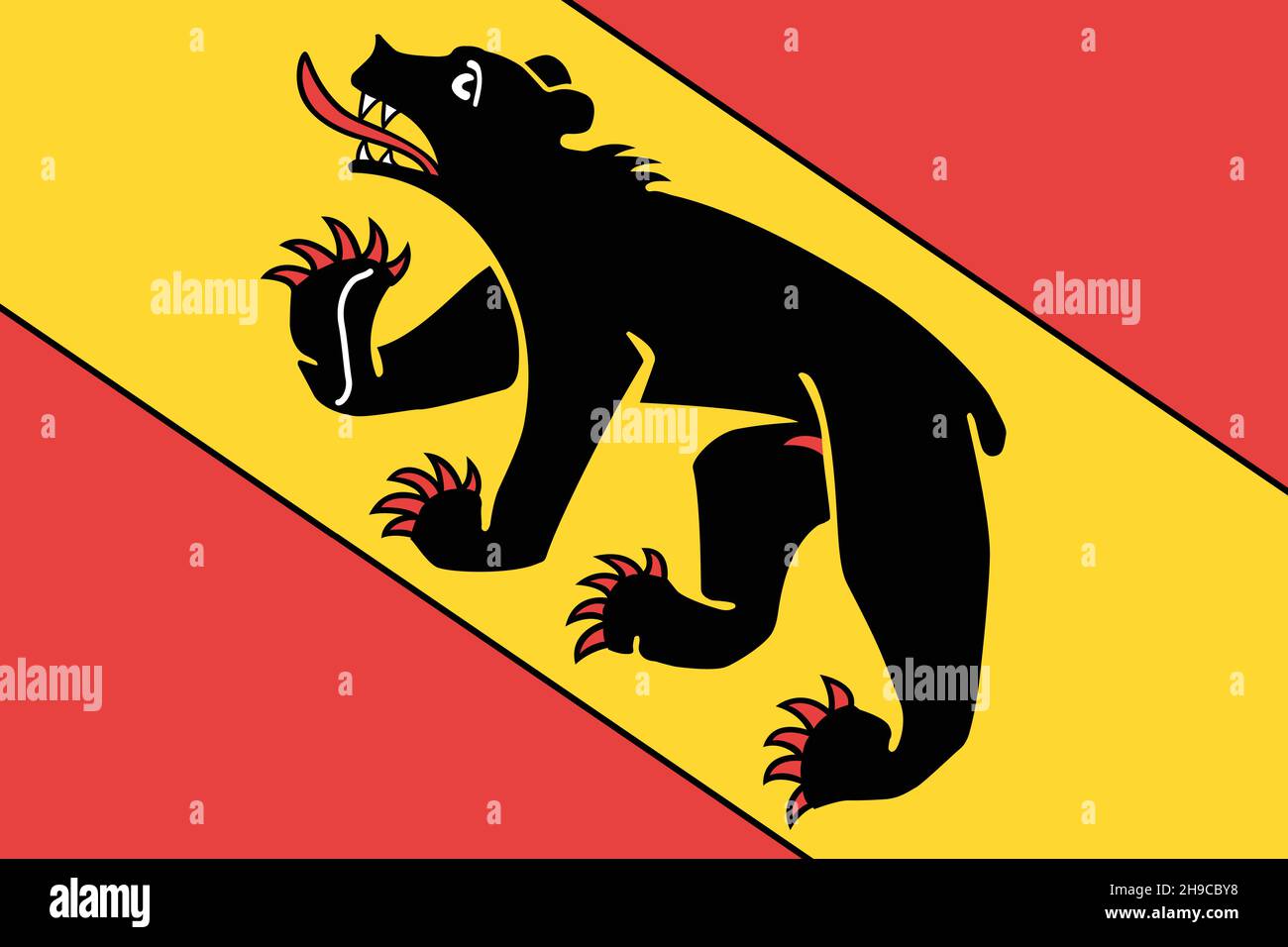 Top view of flag Canton of Bern, Switzerland. Swiss patriot and travel ...