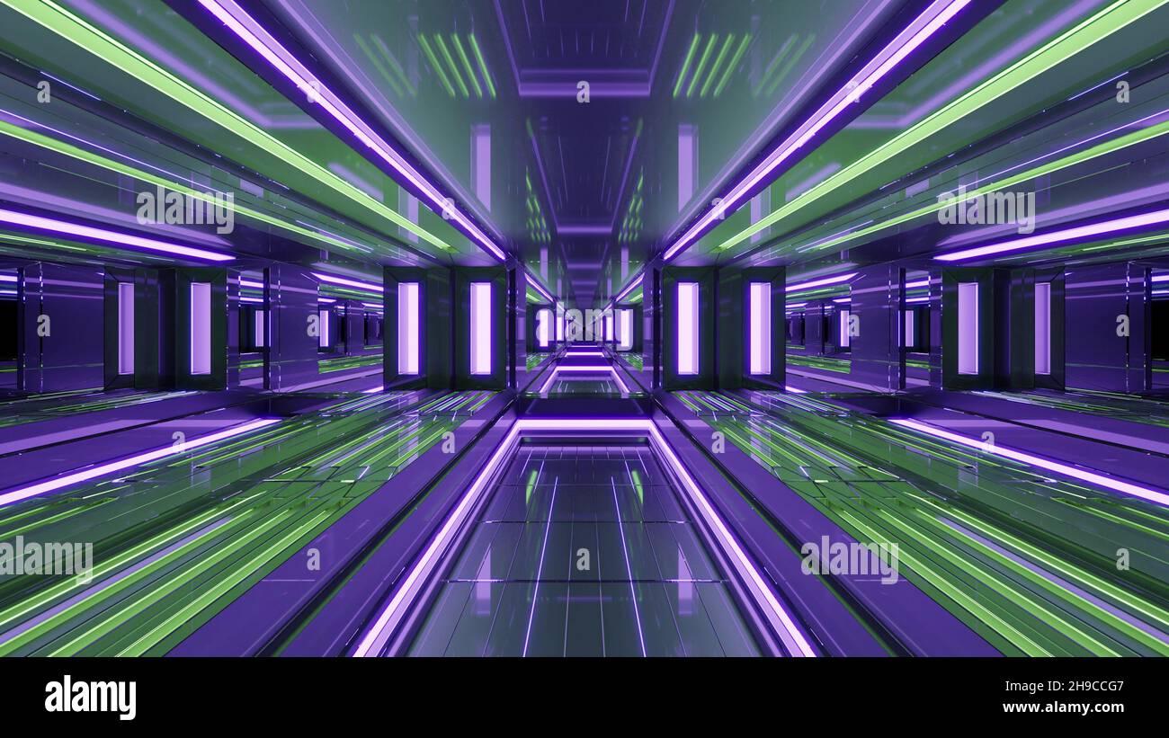 Vivid abstract 3d illustration of 4K UHD glistering corridor Stock ...