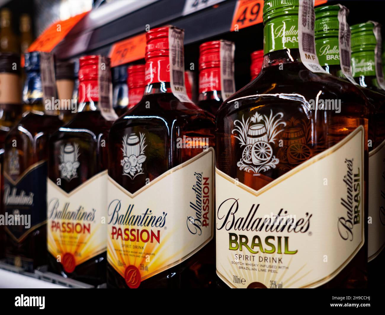 Ballantine's Brasil and Passion Spirit Drinks on store shelves Stock ...