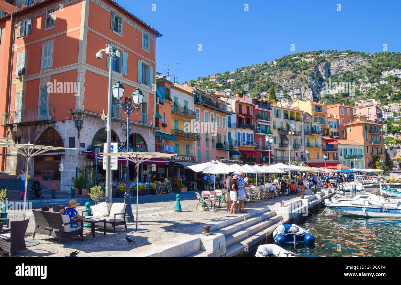 Villefranche-Sur-Mer, France. 4th August 2019. marina and Old Town ...