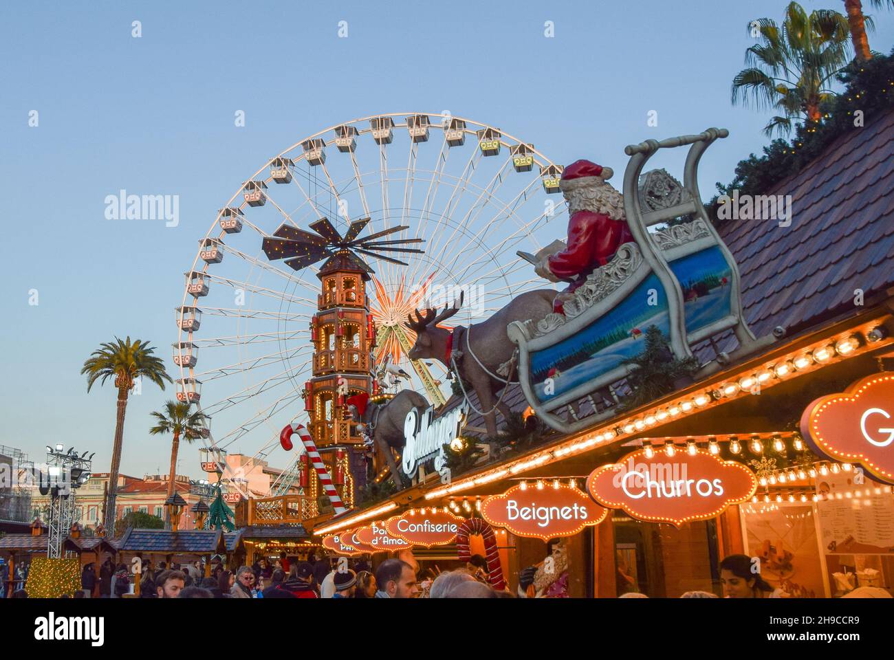 Christmas market at Place Massena in Nice, South of France, December ...