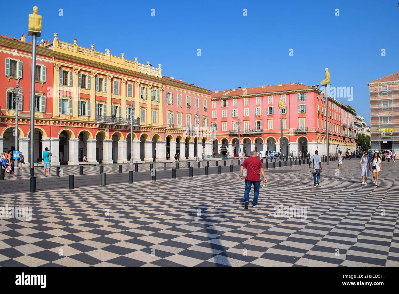 Nice, France. 2019. Daytime view of Place Massena town square. Credit ...
