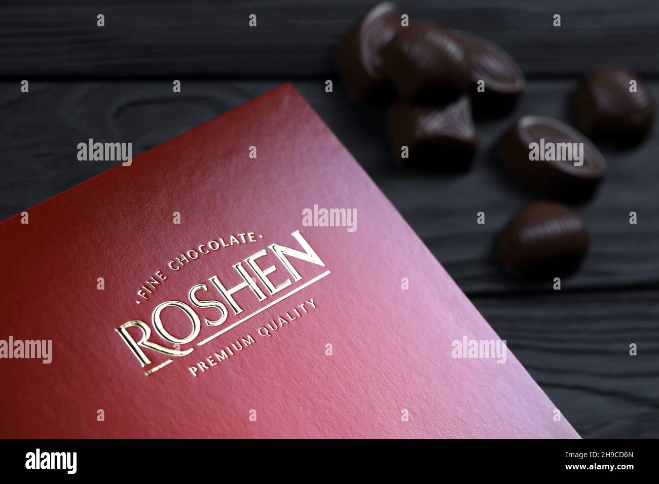 KHARKOV, UKRAINE - JANUARY 11, 2021: Rochen chocolate candies box ...