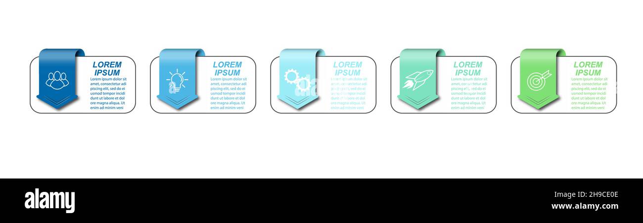 Infographics with pictograms. Template of 5 stages of business ...