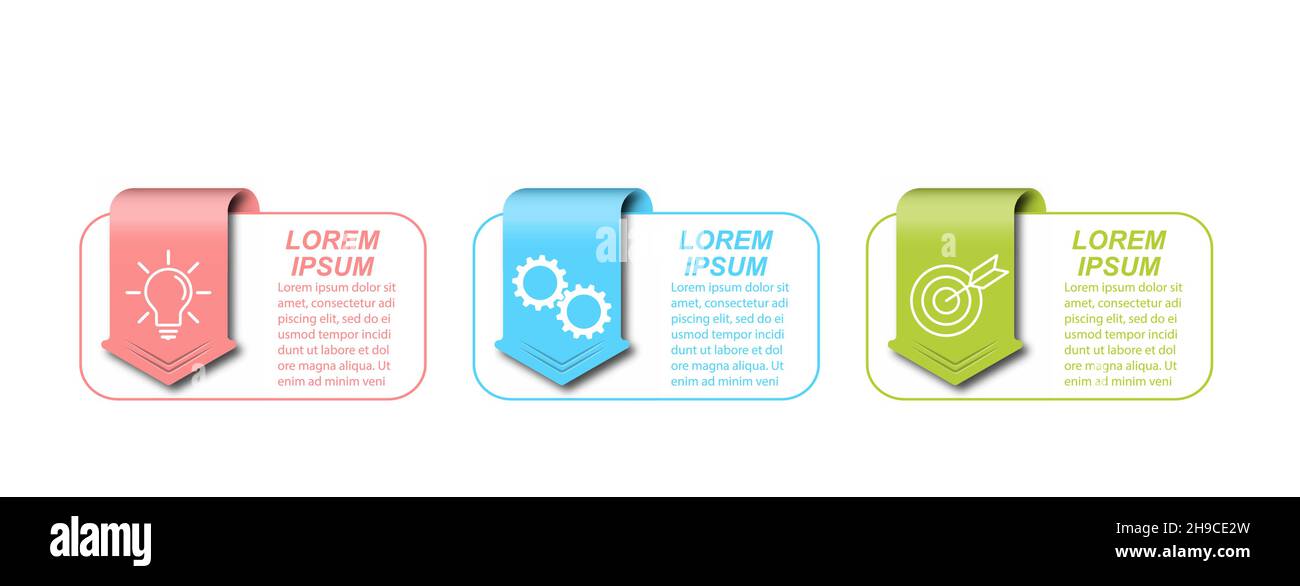 Infographics with pictograms. Template of 3 stages of business ...