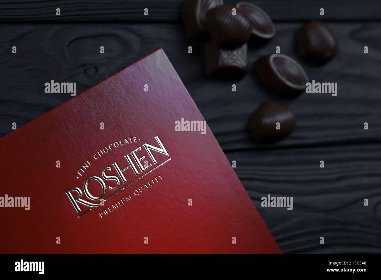 KHARKOV, UKRAINE - JANUARY 11, 2021: Rochen chocolate candies box ...