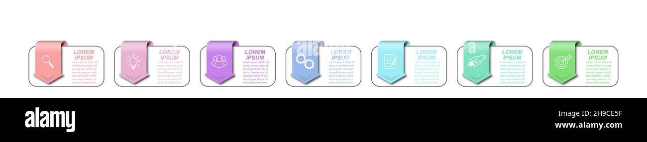 Infographics with pictograms. Template of 7 stages of business ...