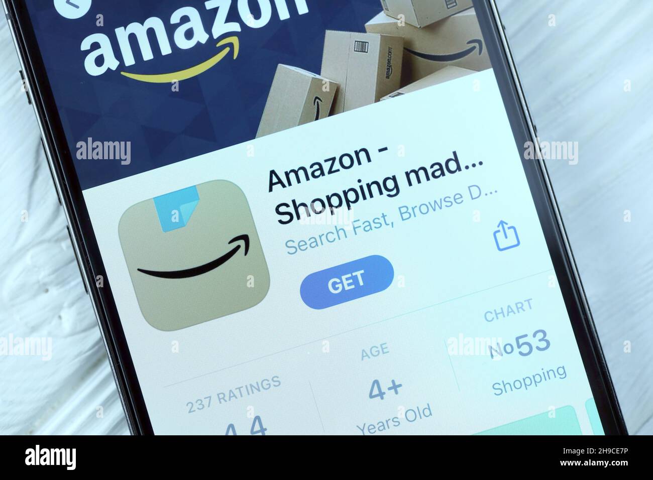 KHARKOV, UKRAINE - MARCH 5, 2021: Amazon icon and application from App ...