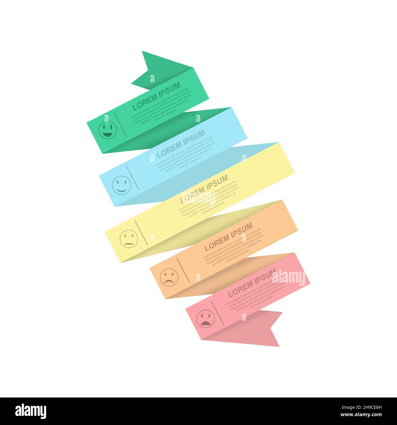 Infographics. Ribbon banner with pictograms. Template of 5 stages of ...