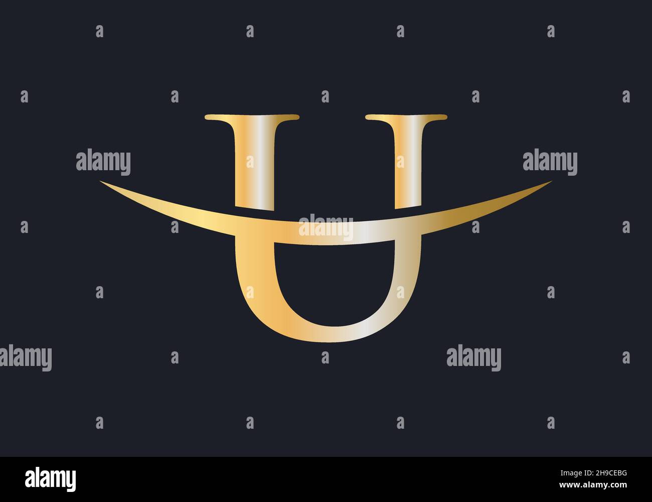 Initial Gold U letter logo design. U logo design vector template Stock ...