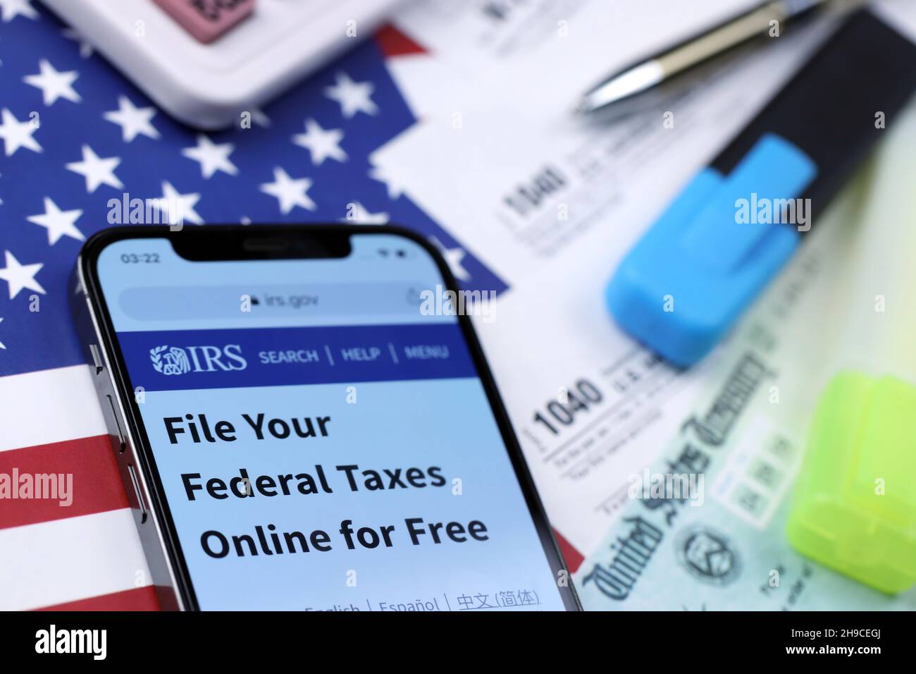 KHARKOV, UKRAINE - MARCH 5, 2021: Official IRS website on iPhone 12 pro ...