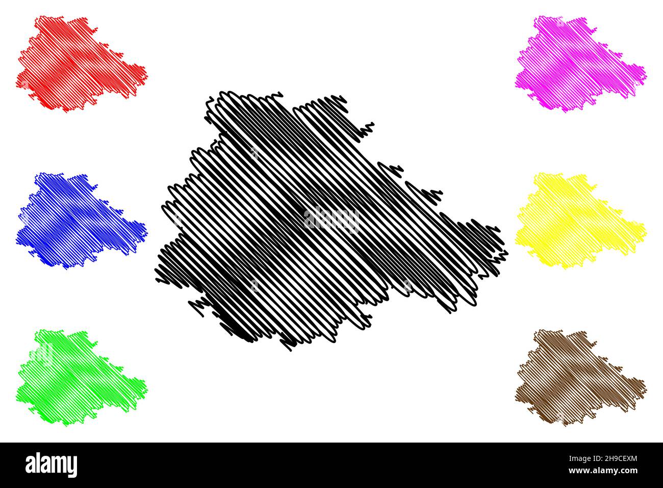 Jalaun district (Uttar Pradesh State, Republic of India) map vector ...