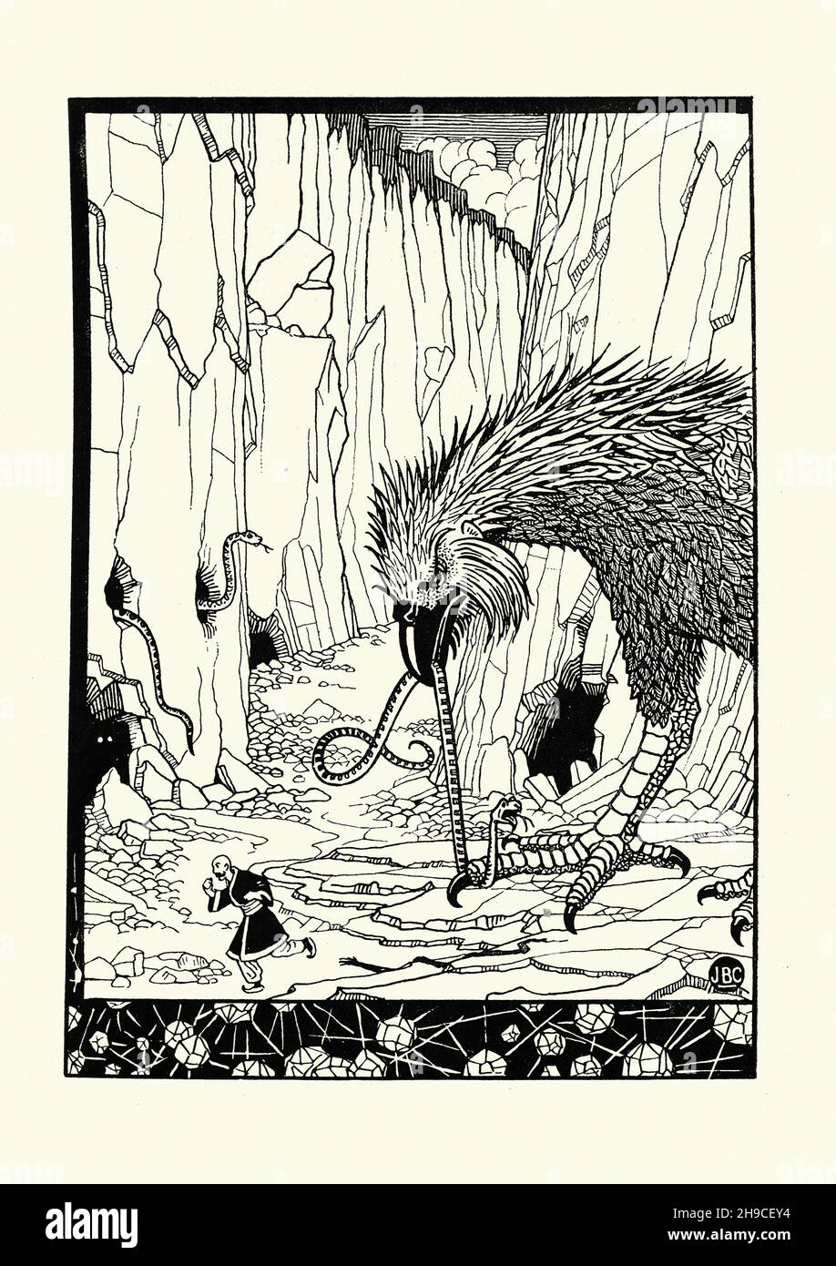 Vintage illustration from Second voyage of Sinbad the Sailor, Giant ...